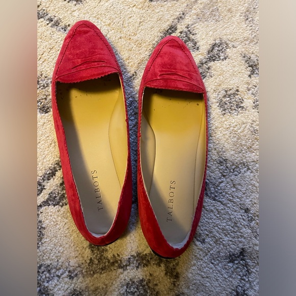 Talbots | Shoes | Talbots Red Suede Penny Loafer Flats With Driving ...